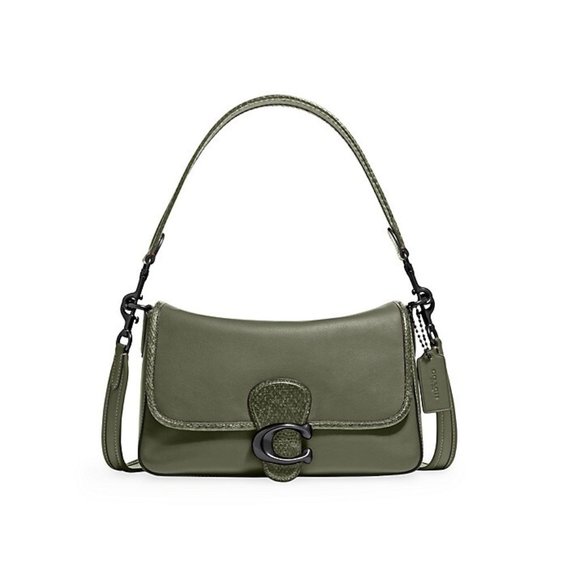 Coach | Bags | Coach Soft Tabby Snaketrim Leather Shoulder Bag In Army ...
